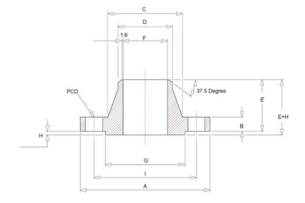 Weld Neck Flange Class 150 Dimensions with Each Size